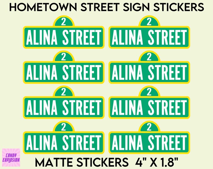 Hometown Street Sign STICKERS Labels Personalized Matte 4 - Etsy