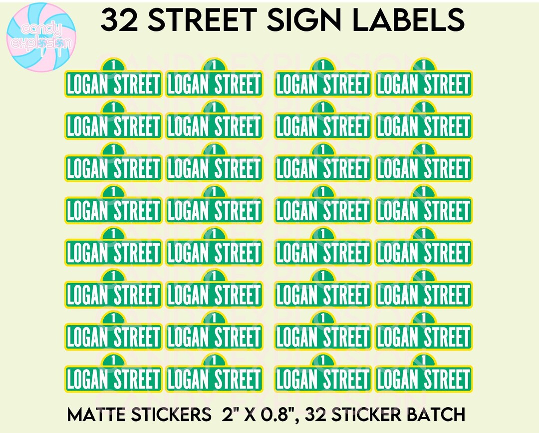 Hometown Street Sign STICKERS, Labels, Personalized, Matte, 2 X .82 ...