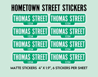 Hometown Street Sign STICKERS Labels Personalized Matte 4 - Etsy
