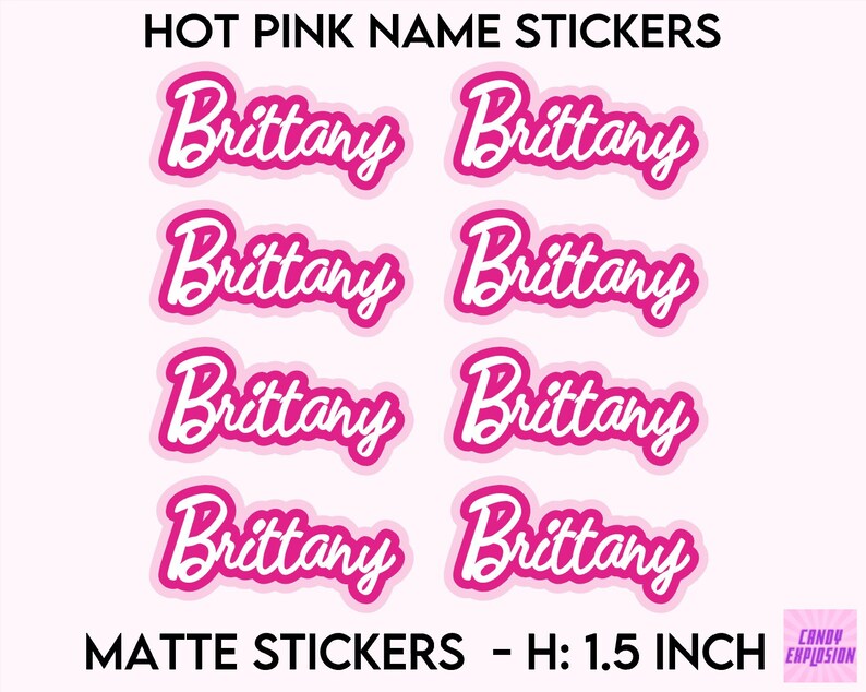 Pink Script Cursive Name STICKERS Labels Personalized - Etsy