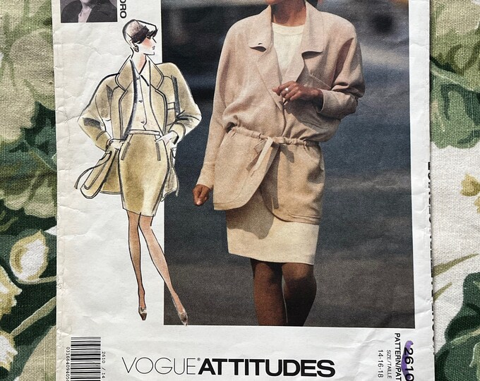 Vintage 1990s Vogue Sewing PATTERN 2610 Misses' Jacket & Skirt Size: 14 ...