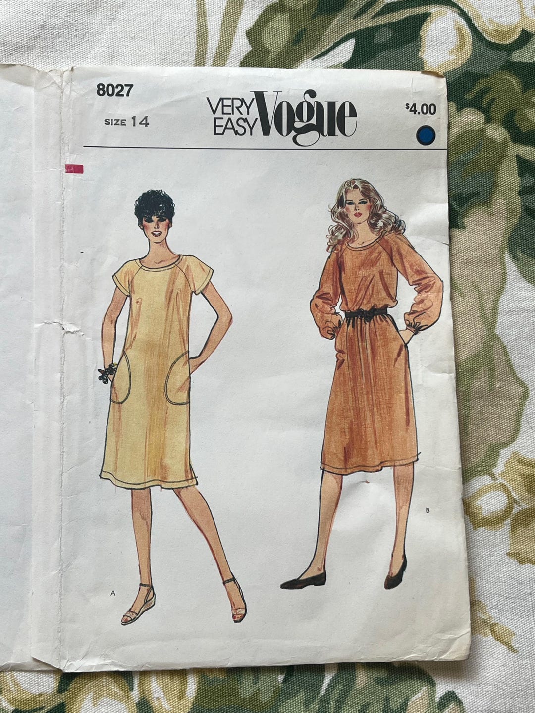 Vintage Vogue Sewing PATTERN 8027 Misses' Dress Size: 14 Bust 36" Waist ...