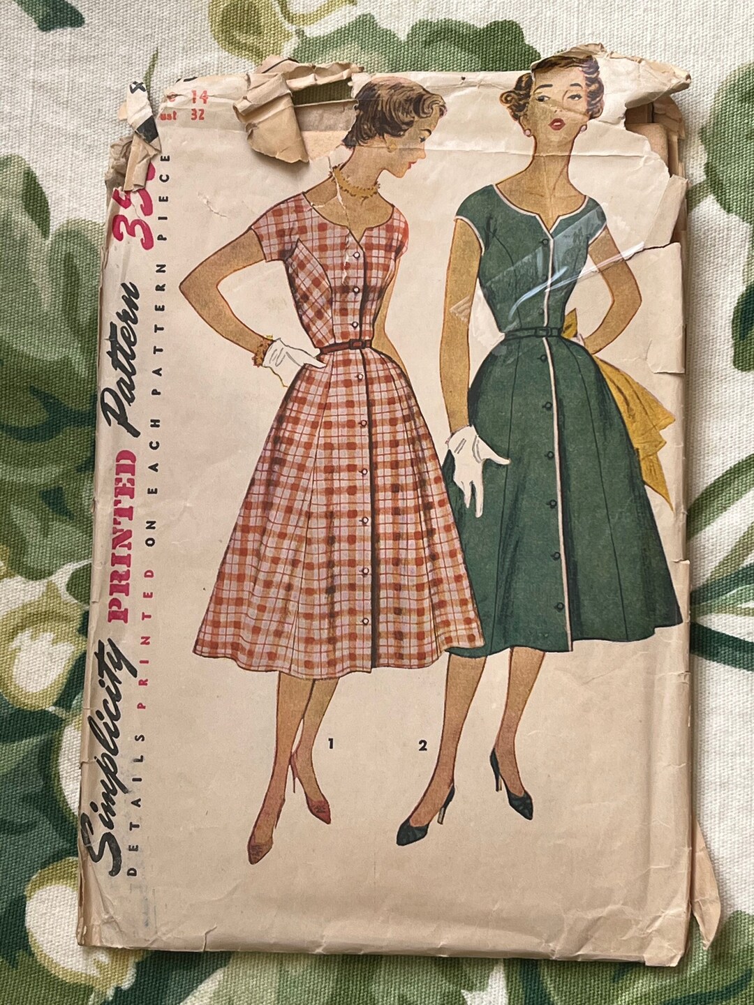 Vintage 1950s Simplicity Pattern 4705 - Misses' One-piece Dress - Size ...