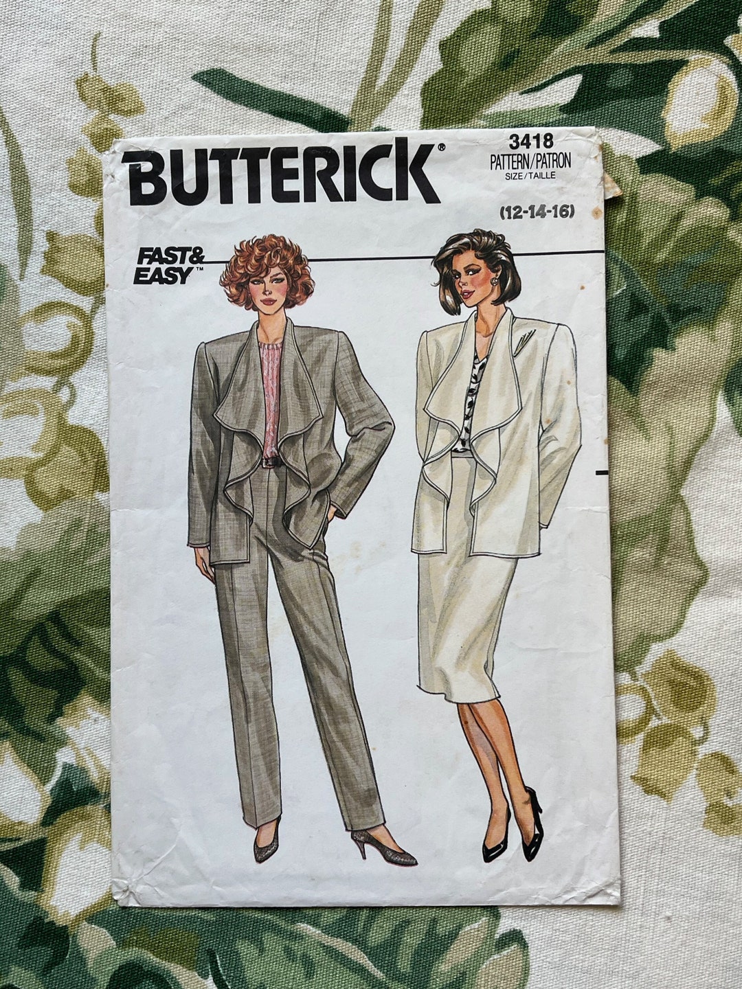 Vintage 1980s Butterick Sewing PATTERN 3418 Misses' Jacket, Skirt and ...