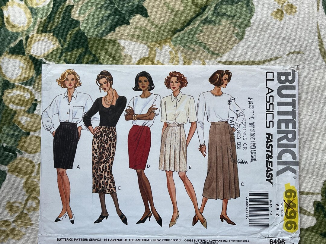 Vintage Butterick Sewing PATTERN 6496 Misses' Wrap Skirts Size 6-8-10 ...