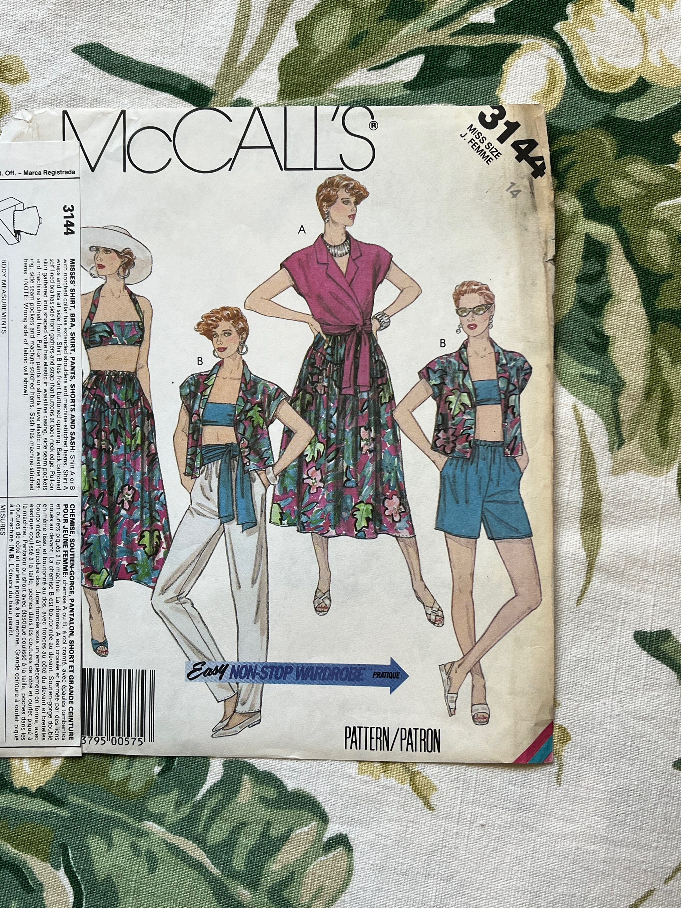 Vintage 1980s Mccall's Sewing PATTERN 3144 Misses Shirt, Bra Top, Skirt ...