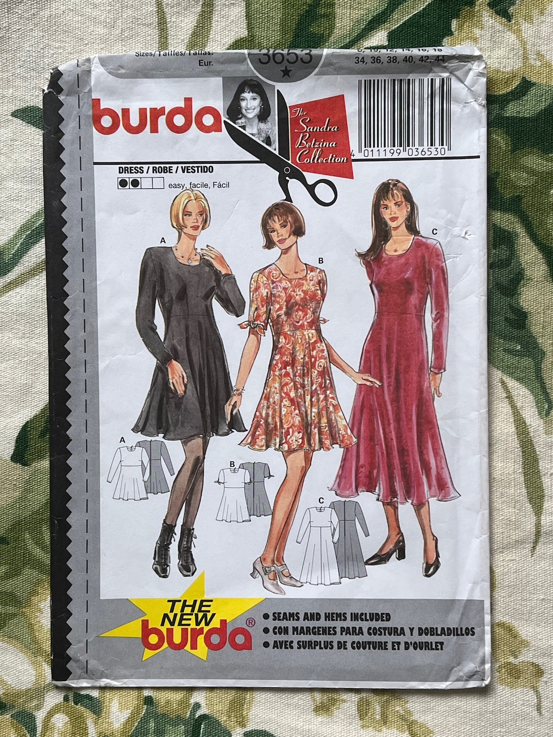 Vintage 1990s Burda Sewing PATTERN 3653 Misses' Dress in 3 Lengths With ...