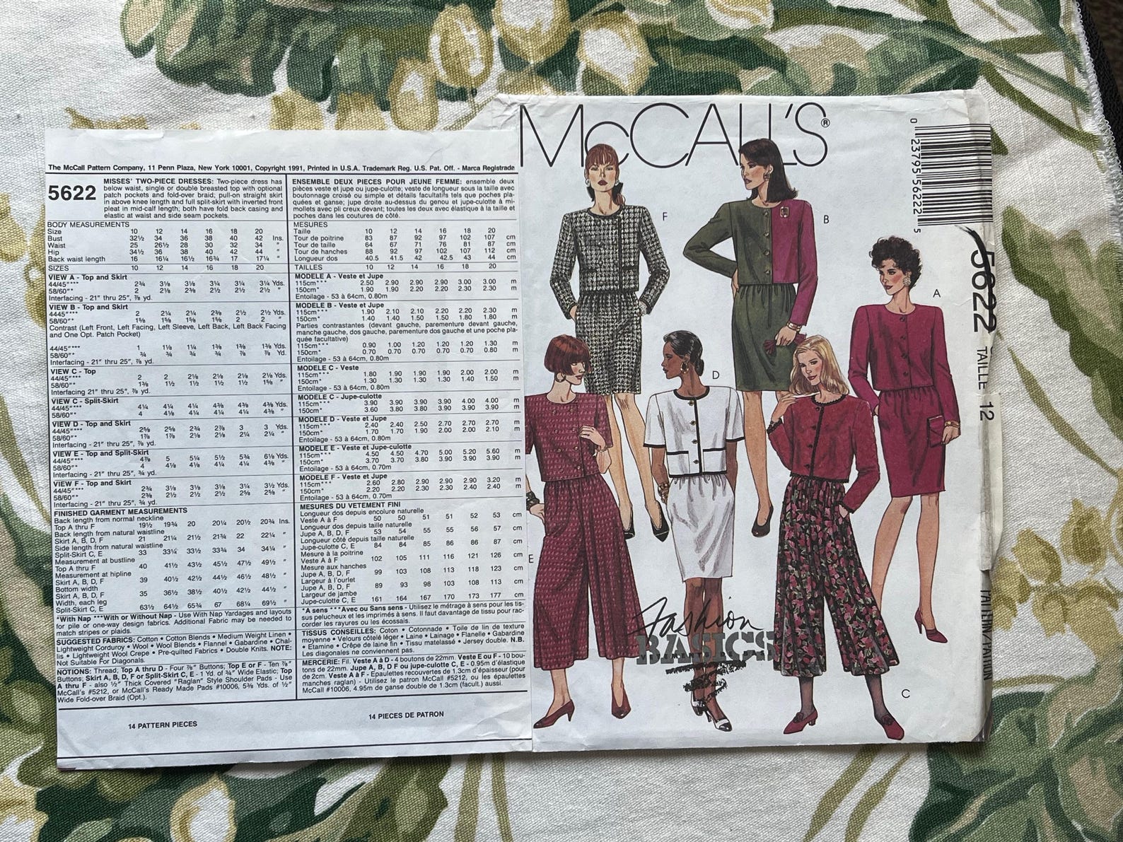 Mccall's Sewing PATTERN 5622 Misses' Two-piece Dresses Size: 12 Bust 34 ...