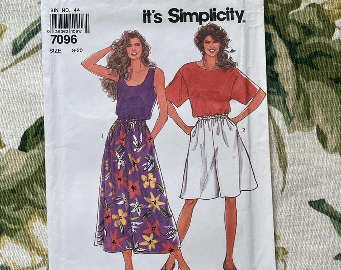 Simplicity Sewing PATTERN 7096 - Misses' Pullover Tops and Culottes in ...