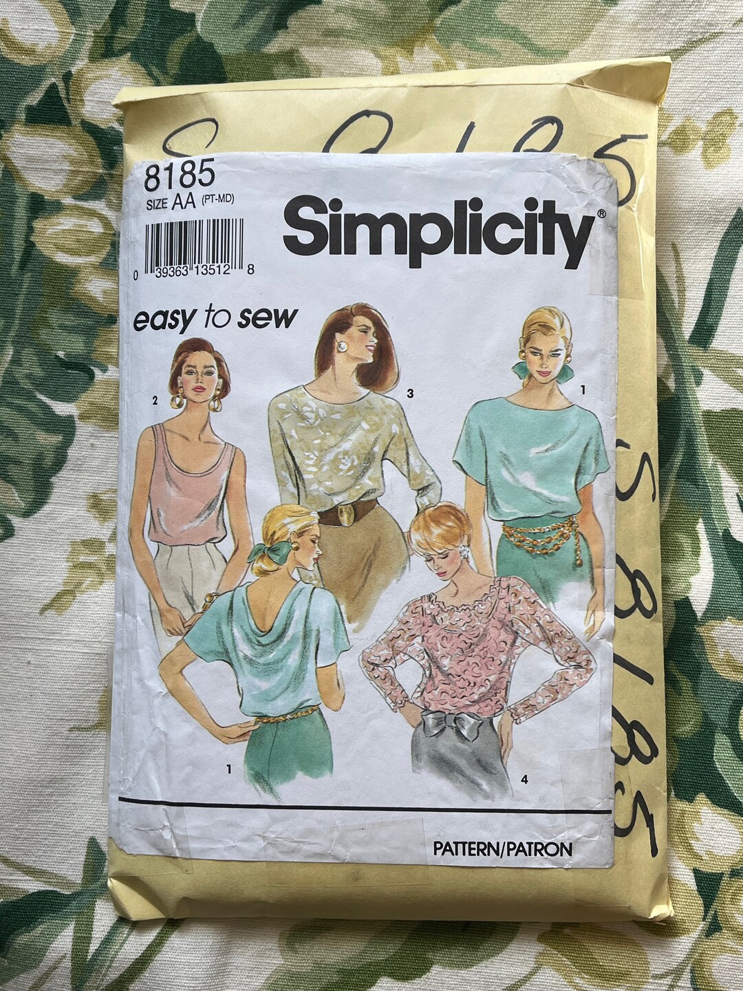 Vintage 1990s Simplicity Sewing PATTERN 8185, Misses' Set of Tops, Size ...