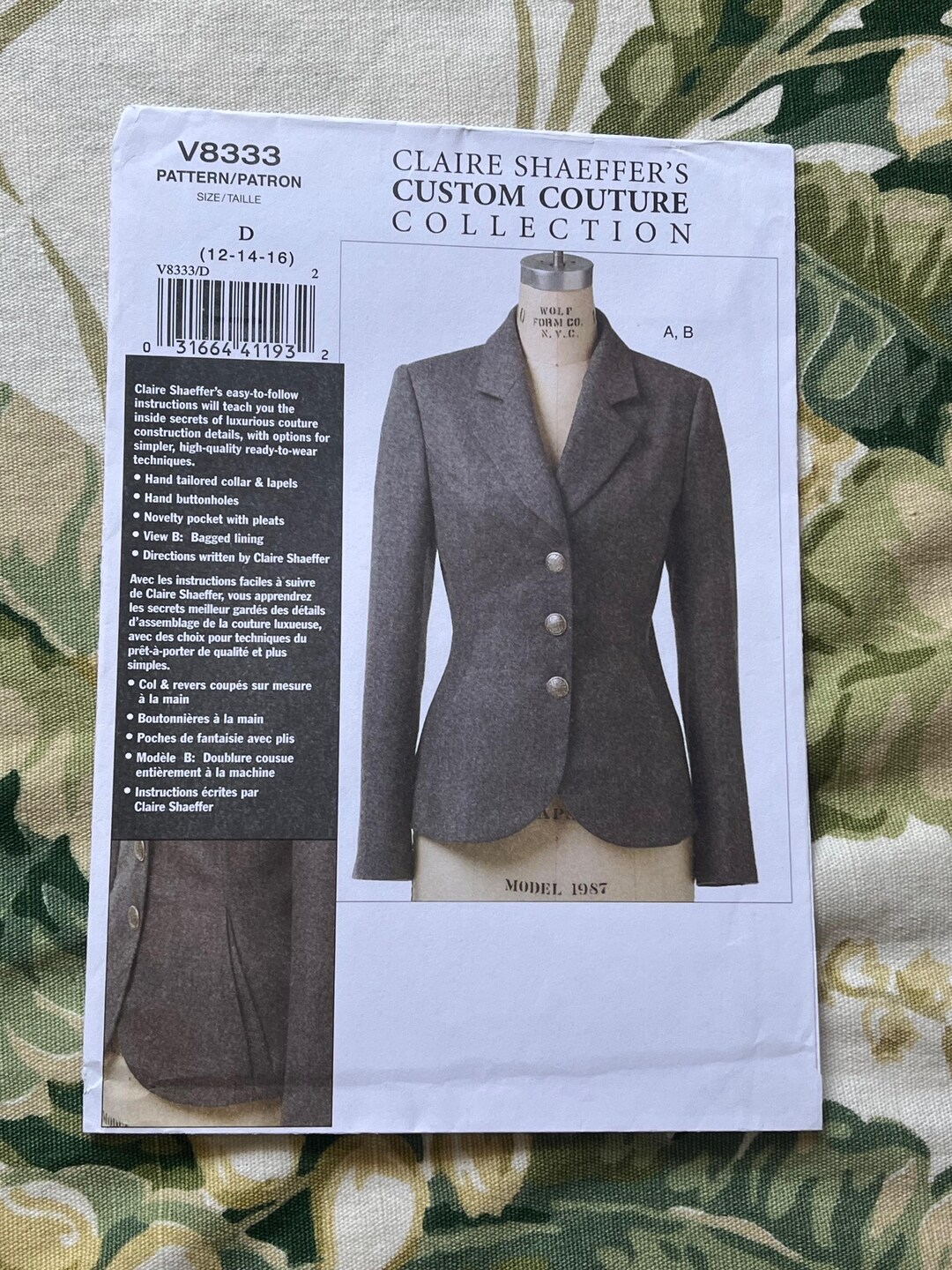 Vogue Sewing PATTERN 8333 Misses' Jacket Size: 12-14-16 Bust 34-38 ...