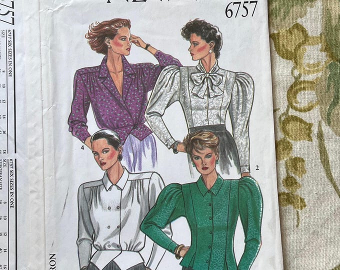 Vintage New Look Sewing PATTERN 6757 Misses' Blouses Size: 8-10-12-14 ...