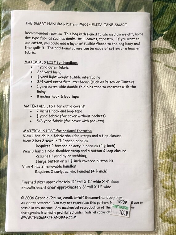 Quilting Sewing & Fiber Kits & How To The Smart Handbag Sewing PATTERN ...