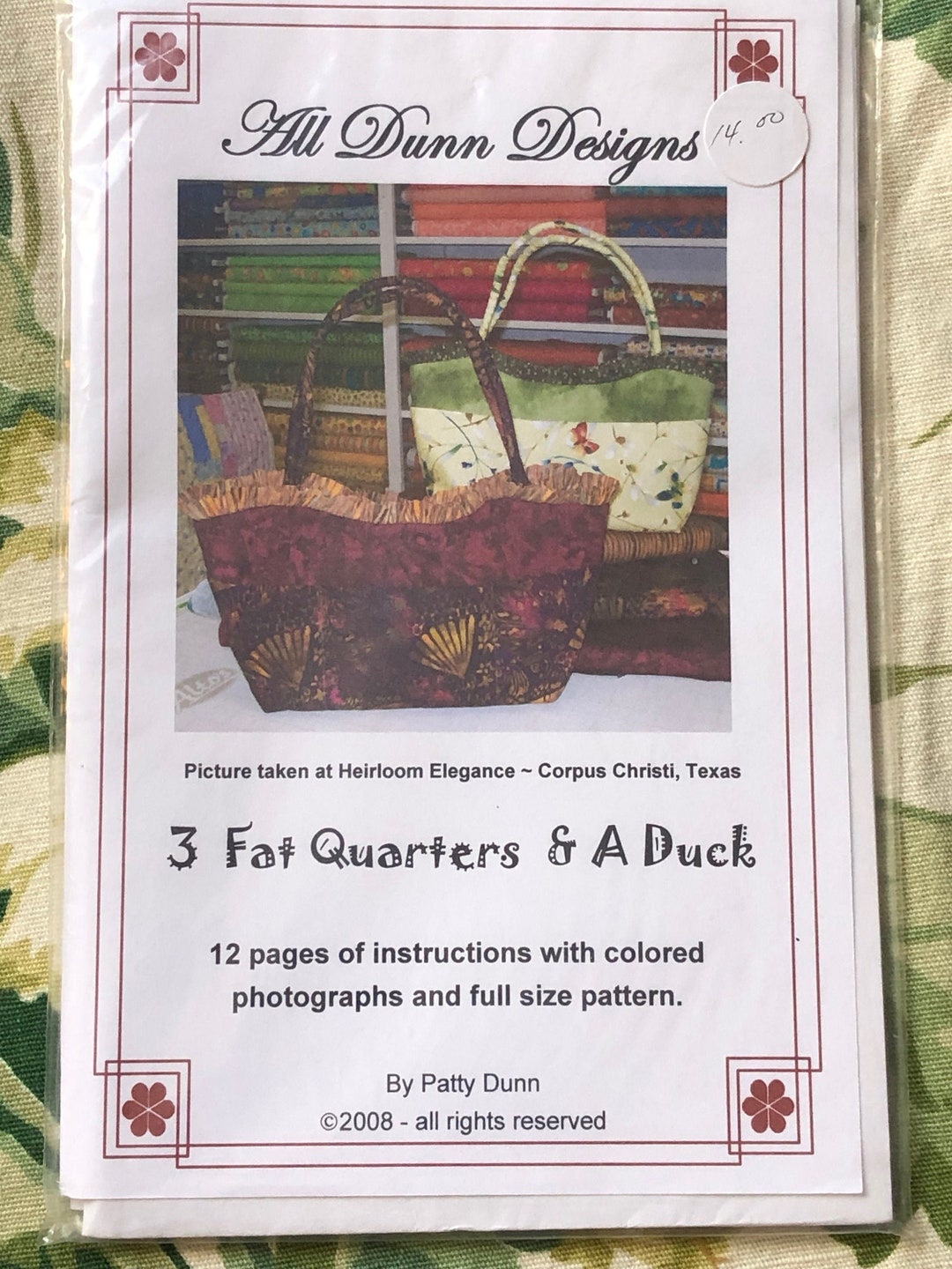 All Dunn Designs Handbag / Tote Bag PATTERN by Patty Dunn, 3 Fat ...