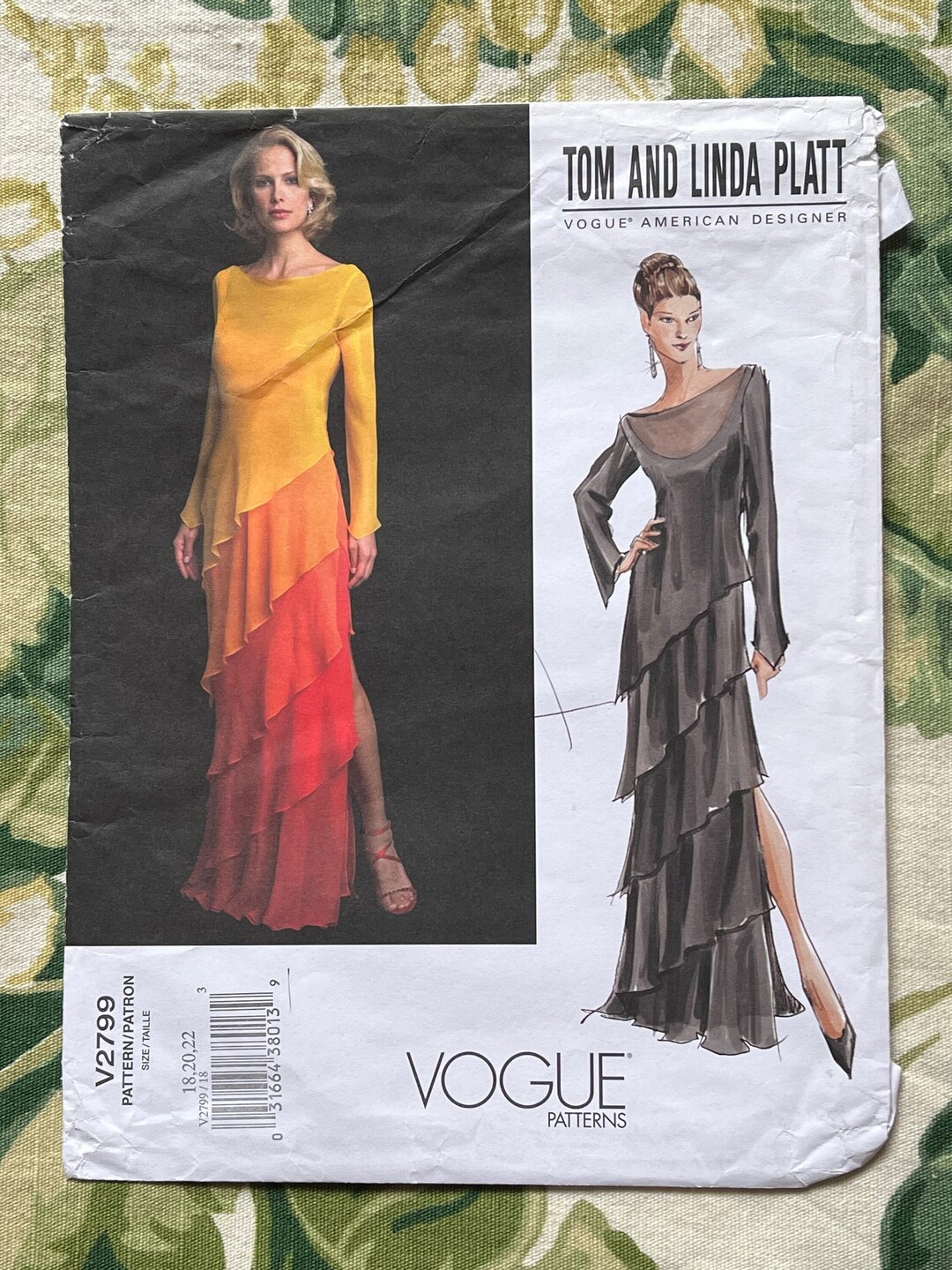 Vintage Vogue Sewing PATTERN 2799 Misses' Evening Dress Size: 18-20-22 ...