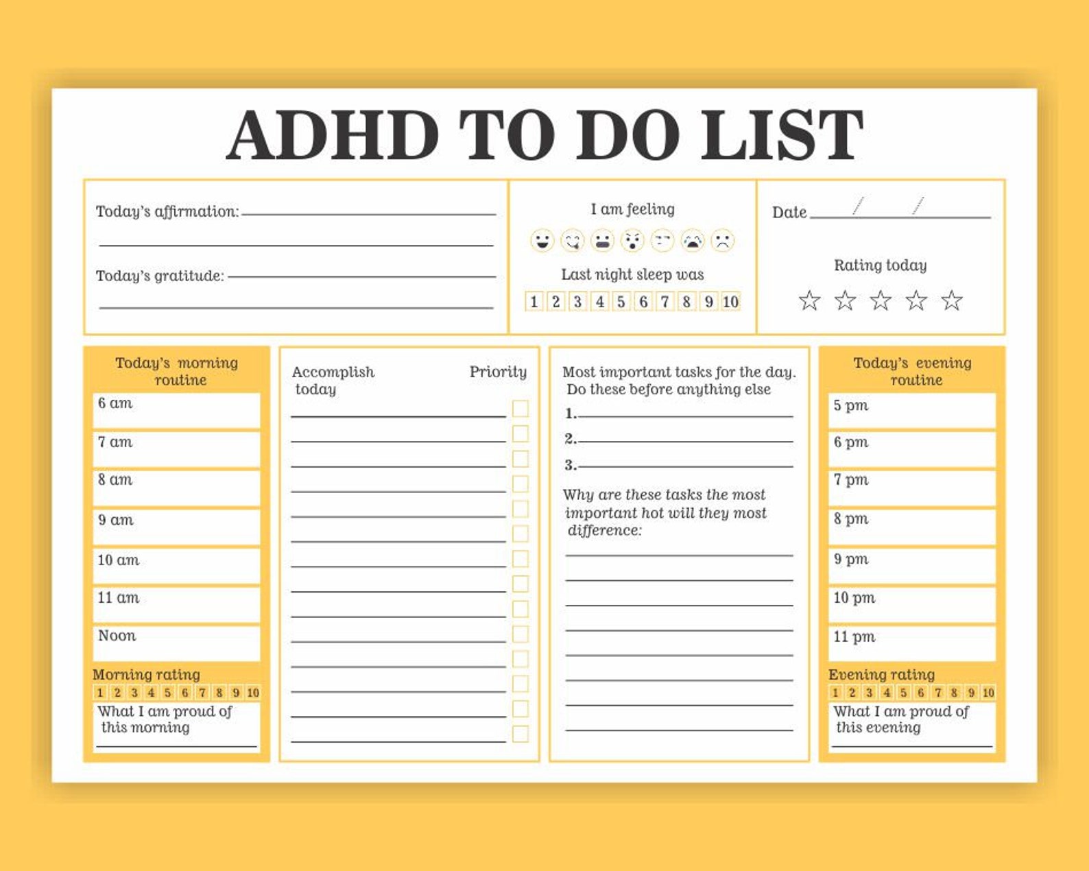 Adhd To Do List Planner Printable Adhd Digital Planner Pdf Etsy