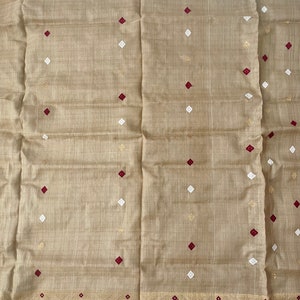 Assam Pure Muga Silk Saree | Natural Beige | Gold Zari | Handwoven ...