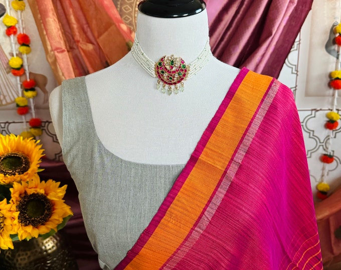 Ready to Wear Saree Blouse | Handwoven Cotton | 40” ~ 41” Bust Size ...