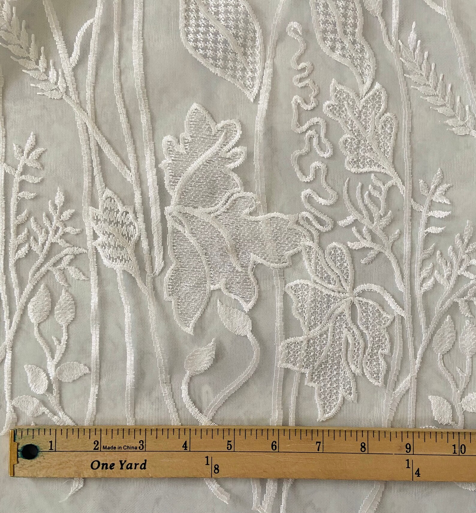 Sheer Mesh/net Thread Embroidered Fabric off White Ships - Etsy