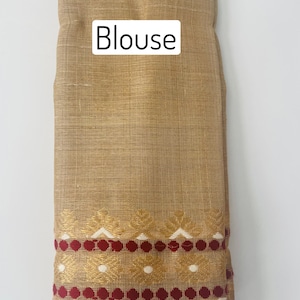 Assam Pure Muga Silk Saree | Natural Beige | Gold Zari | Handwoven ...