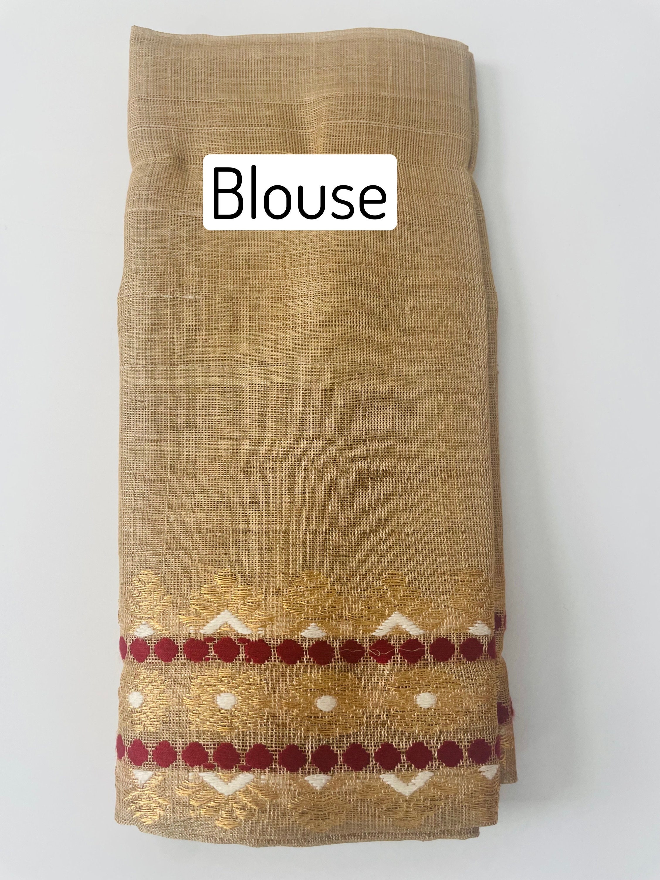 Assam Pure Muga Silk Saree | Natural Beige | Gold Zari | Handwoven ...