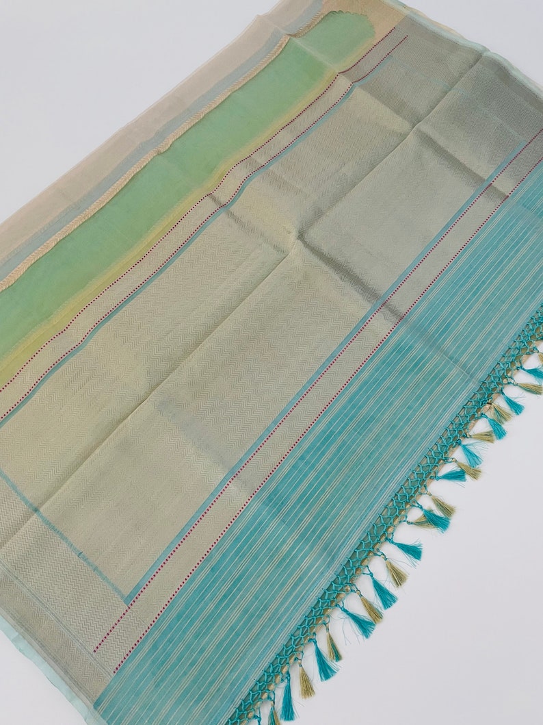 Rangkat Kora Silk Sari From Banaras Multi Color Handwoven - Etsy