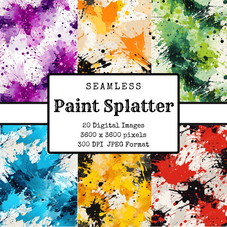 20 Paint Splatter Digital Paper, Seamless Digital Paper Printable ...