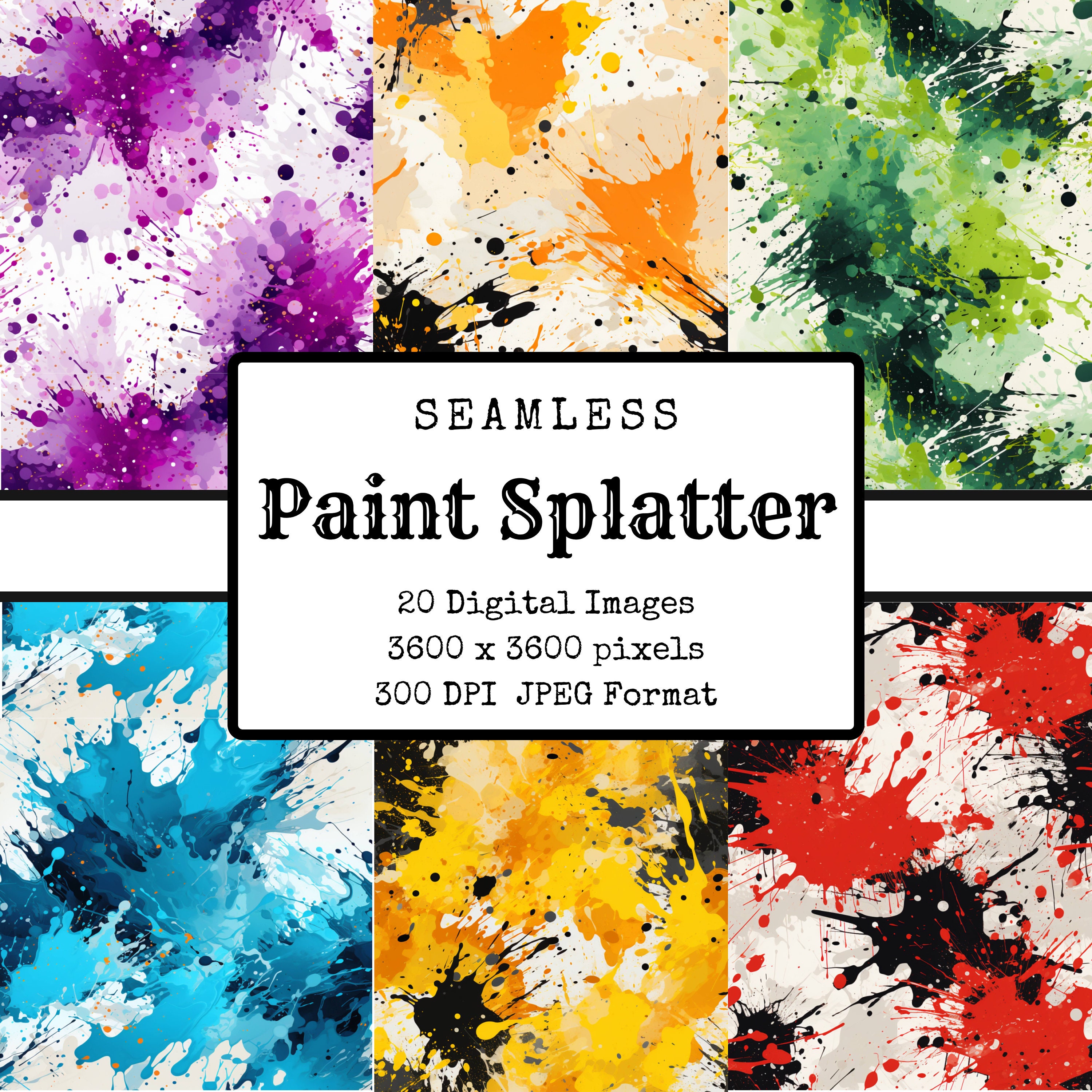 20 Paint Splatter Digital Paper, Seamless Digital Paper Printable ...