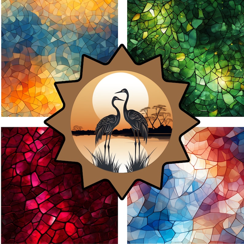 18 Mosaic "glass" Tile Digital Paper, Seamless Mosaic Patterns in ...