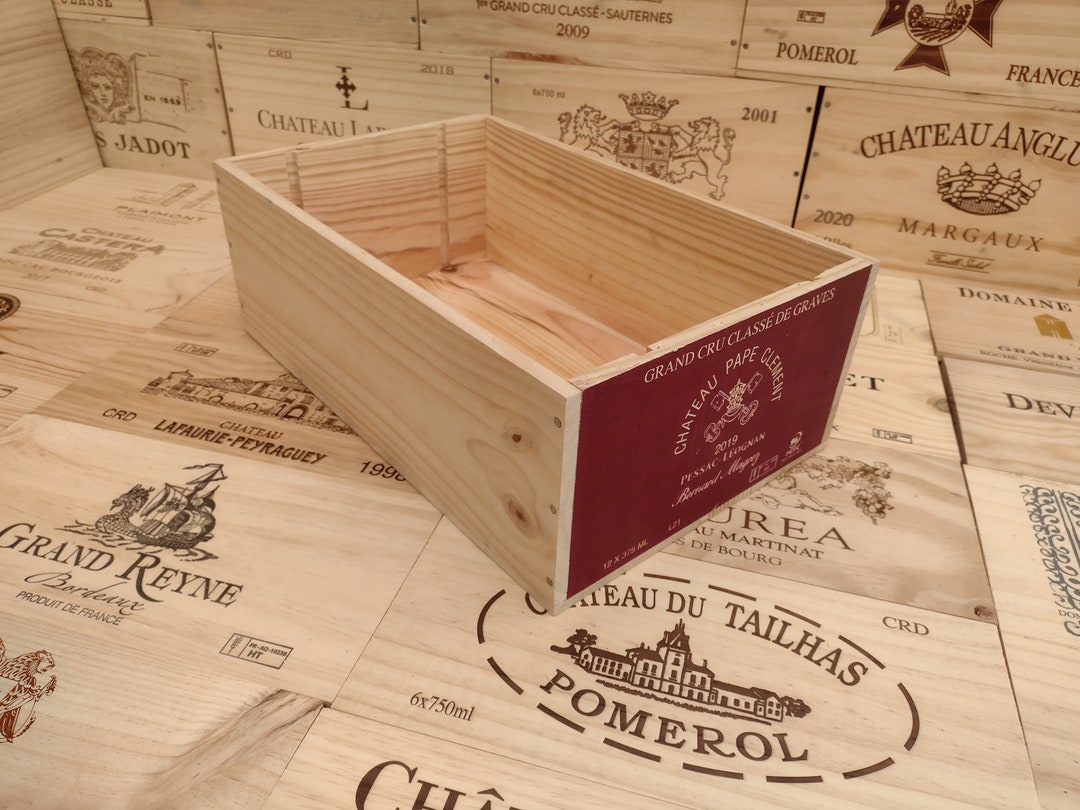 Wooden Wine Box ~ Chateau Pape Clement ~ 12 Half Bottle Box French ...