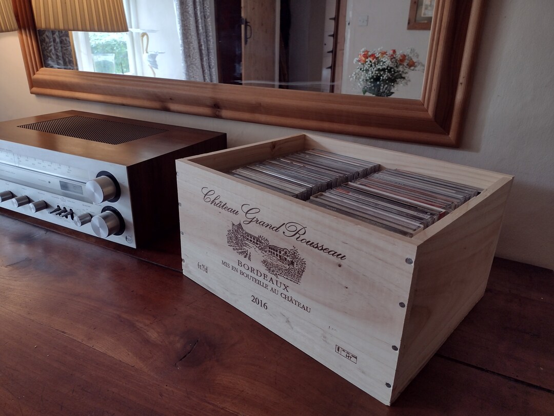 CD Storage Box ~ Wooden Wine Box / Crate. 6 Bottle Size ~ French ...