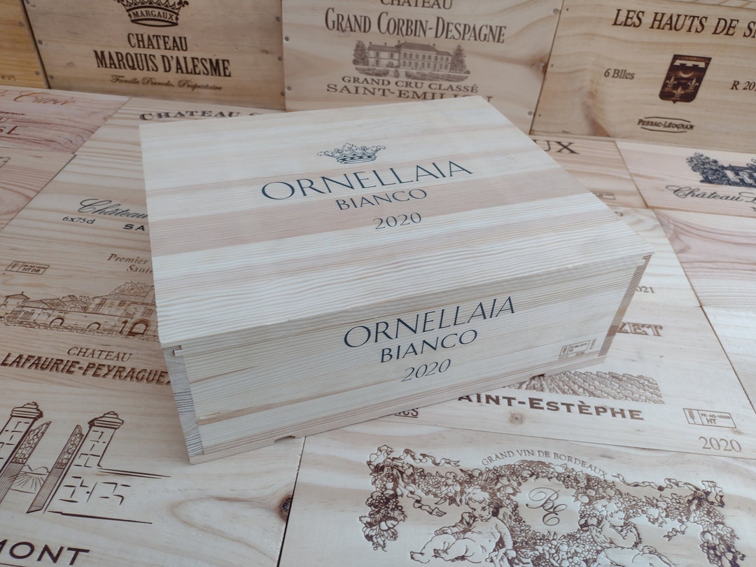 Wooden Wine Box / Crate With Sliding Lid Ornellaia, Italy Genuine ...