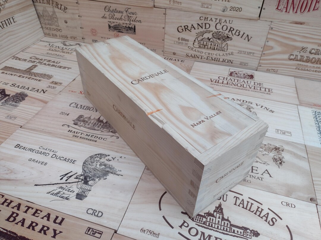 Wooden Wine Box / Crate With Sliding Lid ~ Cardinale, Napa Valley ...