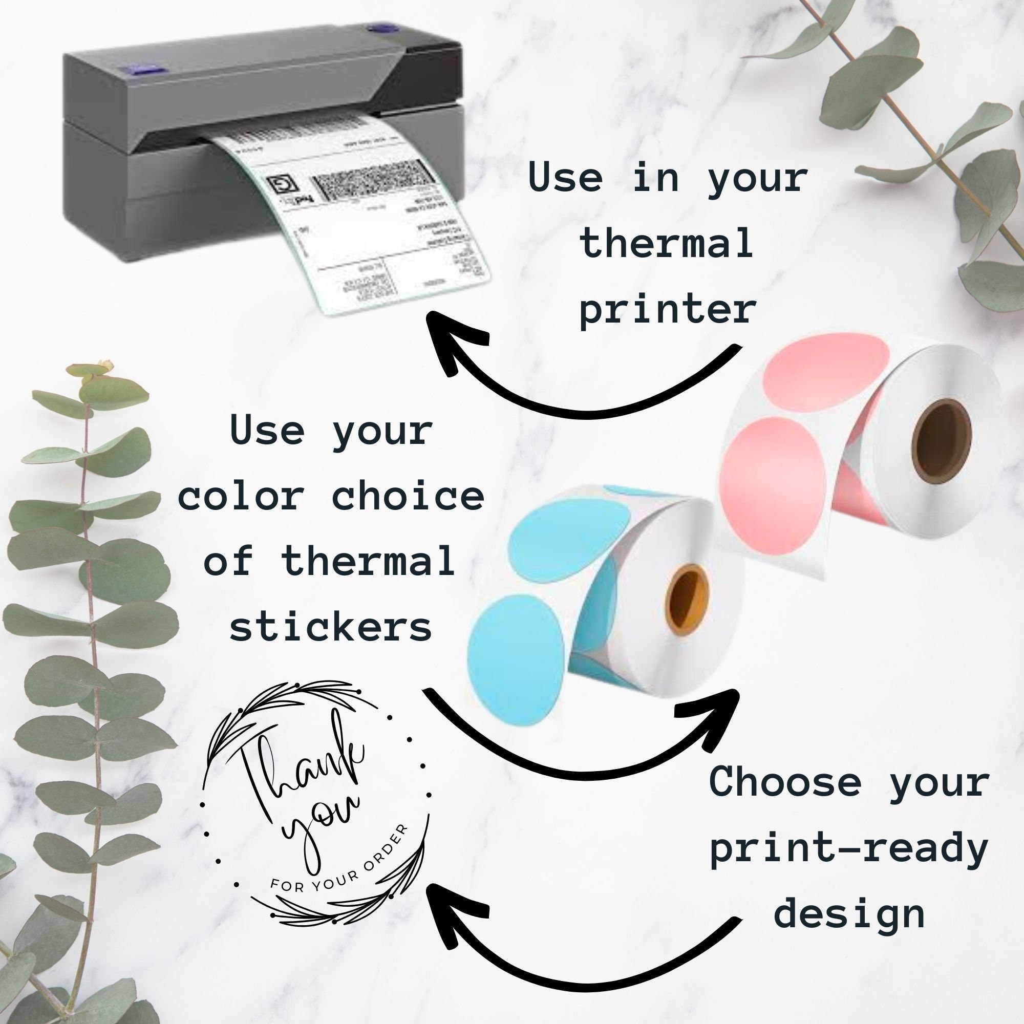 Thermal Printer Labels Digital File - Pumpkin Thank You Stickers ...