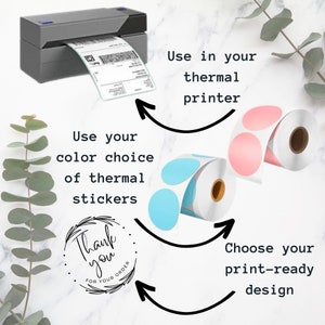 Thermal Printer Labels PNG JPG File - Thank You Stickers - Circle ...