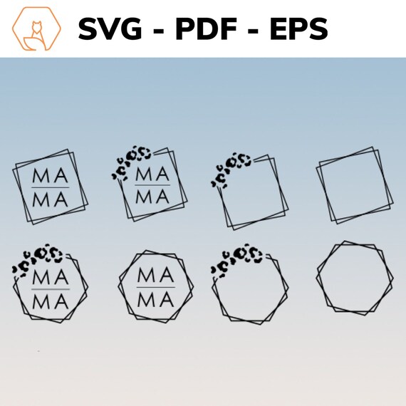 Digital File Geometric Frames Square and Hexagon Blank and - Etsy