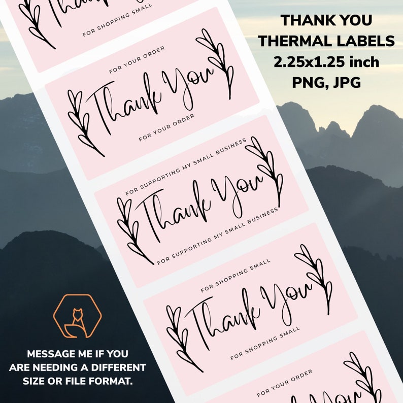 Thermal Printer Labels PNG JPG File Thank You Stickers - Etsy