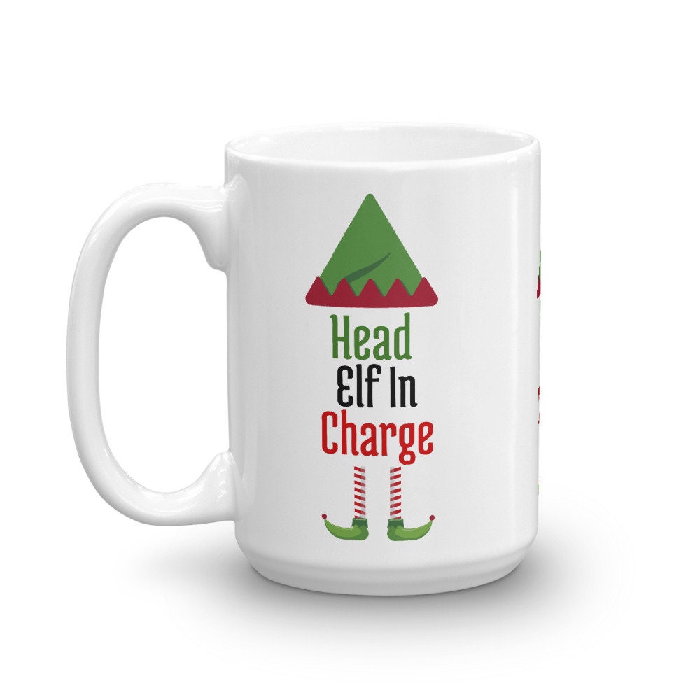 Christmas Mug Head Elf In Charge Christmas Gift Elf Lover | Etsy
