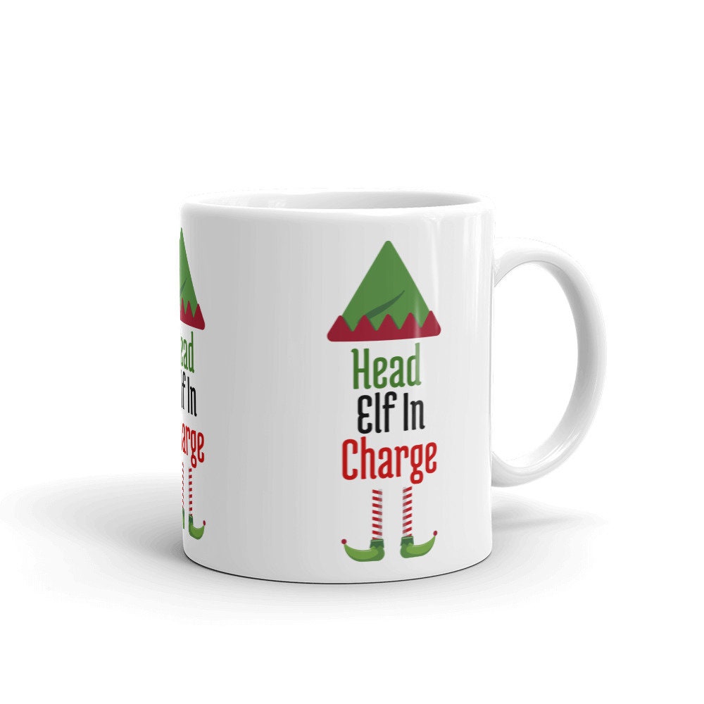 Christmas Mug Head Elf In Charge Christmas Gift Elf Lover | Etsy