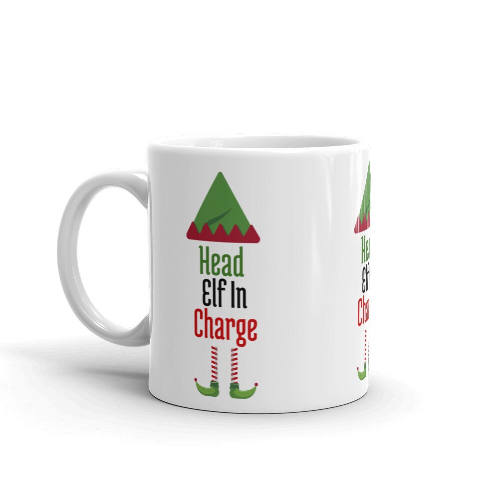 Christmas Mug Head Elf In Charge Christmas Gift Elf Lover | Etsy