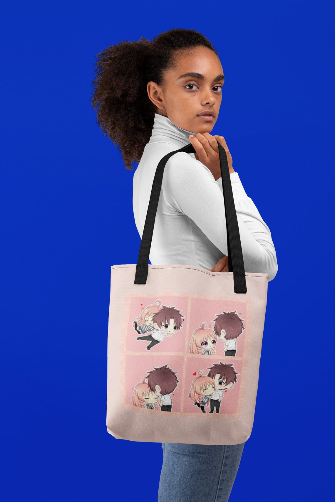 Kawaii Tote Bag DDLG Chibi Couple Animation Bag Pink Bag | Etsy