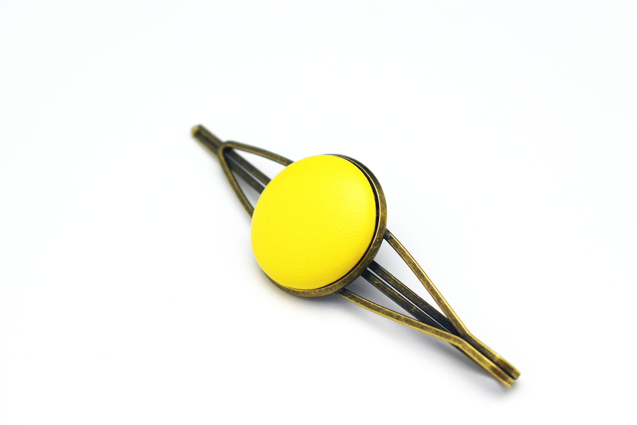 Yellow Leather Hair Slide Button Hair Accessories Yellow - Etsy UK