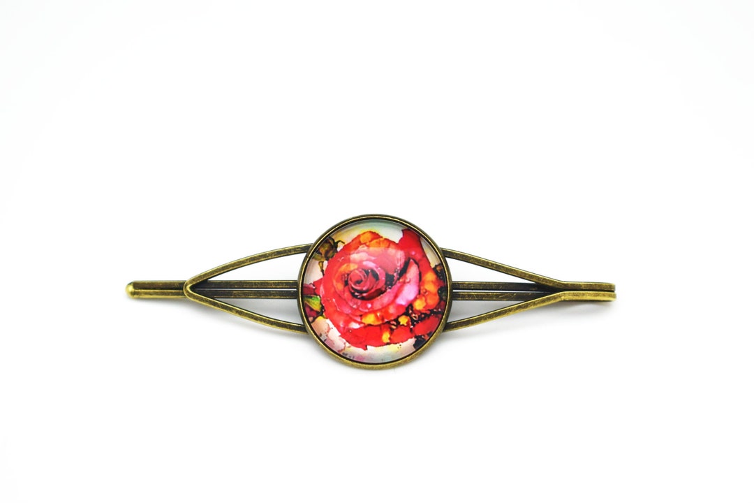 Red Rose Hair Clip Floral Hair Accessories Red Hair - Etsy