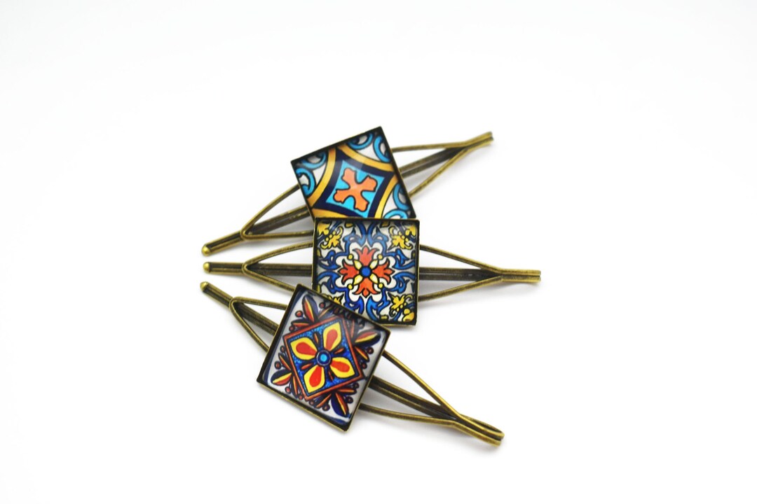 Retro Tile Hair Slide Bohemian Hair Accessories Colourful - Etsy