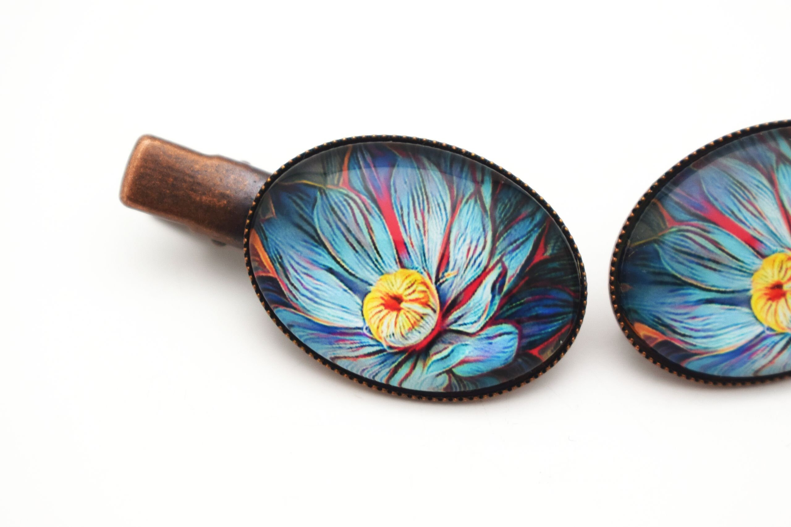 Blue Flower Hair Clip Set Flower Hair Accessories Blue Hair - Etsy