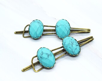 Turquoise Stone Hair Clip - Etsy
