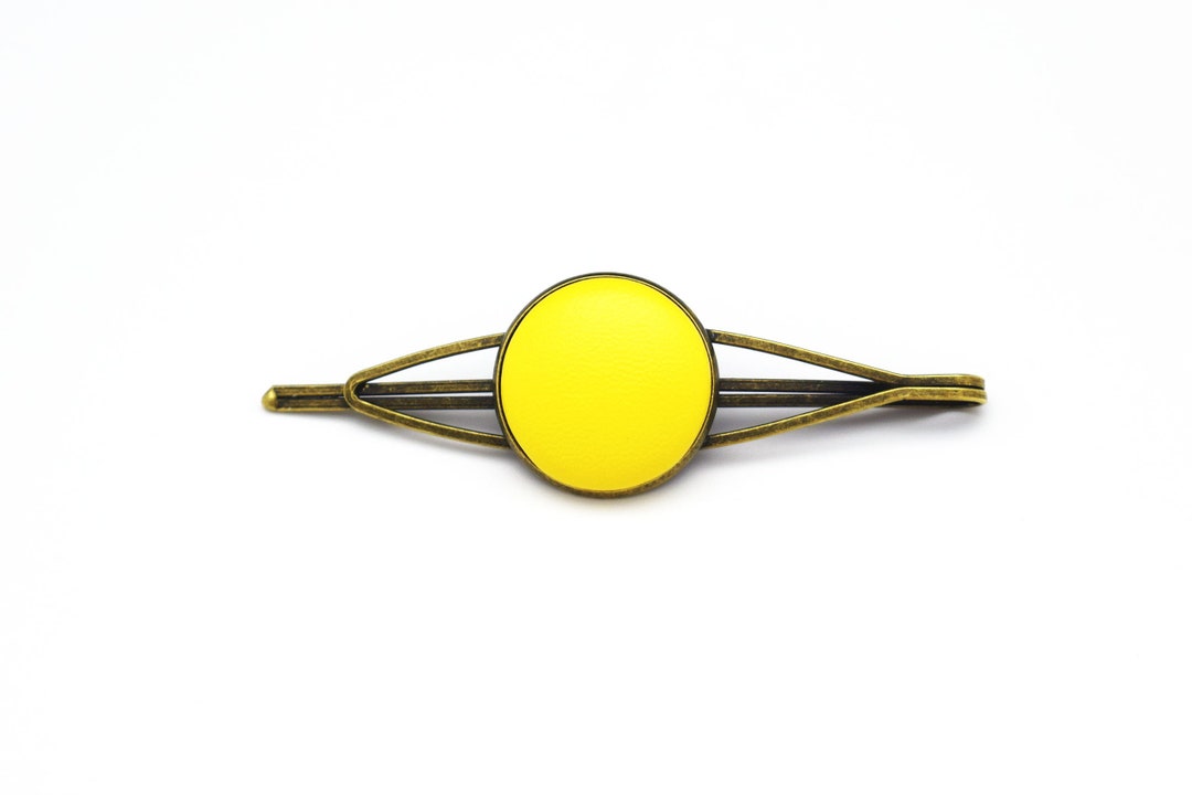 Yellow Leather Hair Slide, Button Hair Accessories, Yellow Hair ...