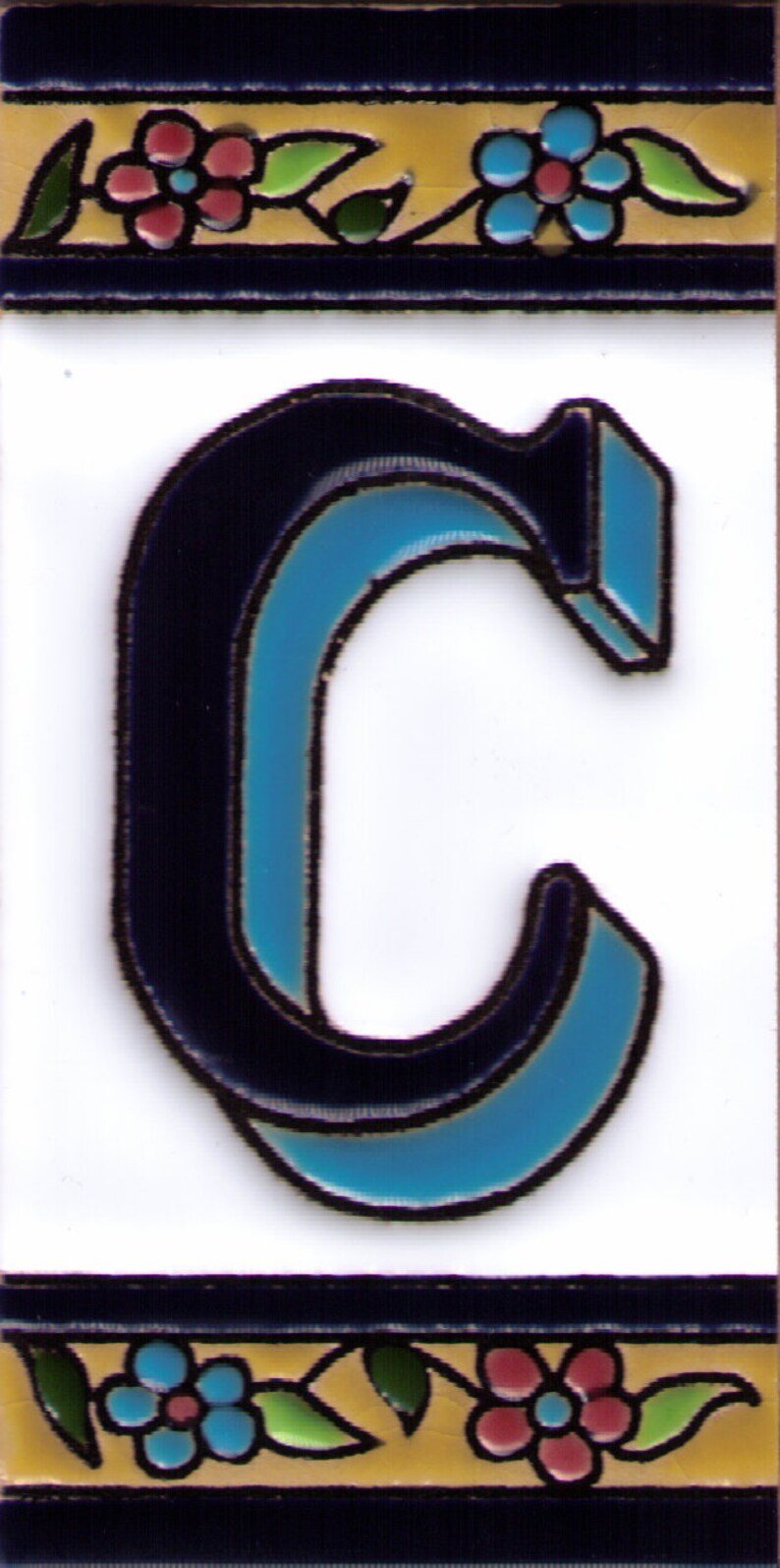 Letter SEVILLA Flower Border Ceramic Names Tile A Z | Etsy