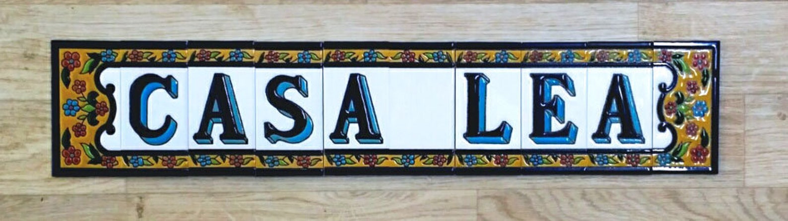 Letter SEVILLA Flower Border Ceramic Names Tile A Z | Etsy