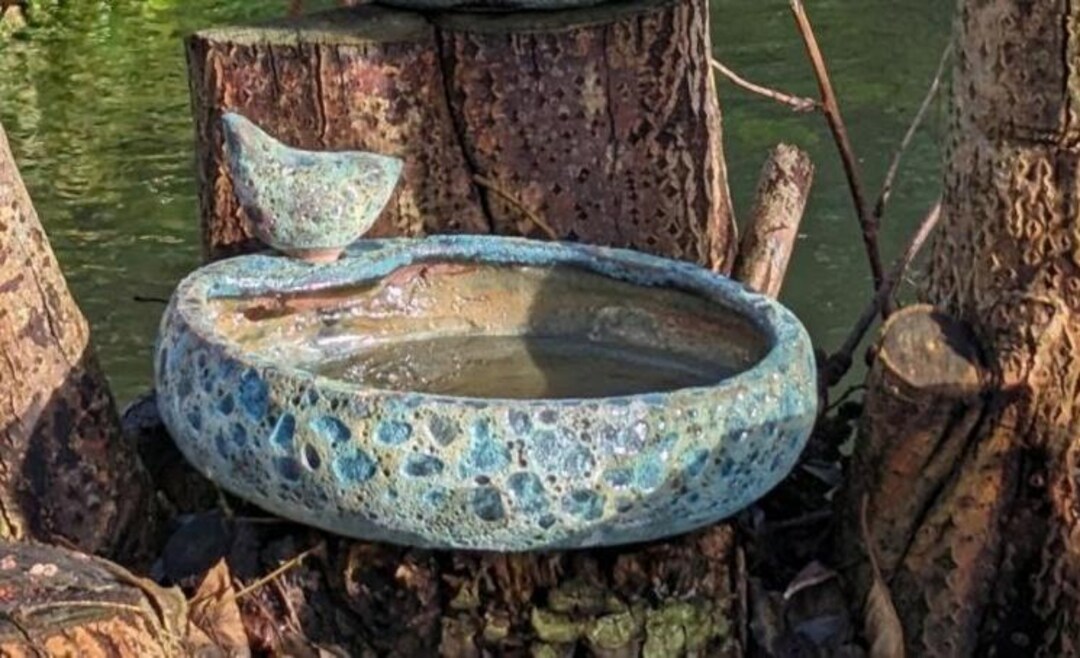 Large Bird Bath, Sand Green/petrol, Bird Decoration, Garden Decoration ...